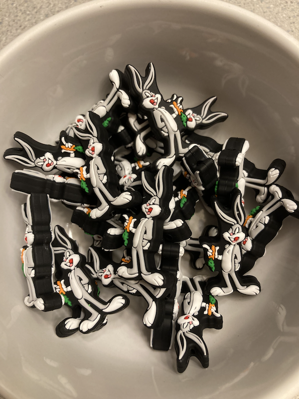Gray and White Cartoon Bunny - Badger Bead Supply