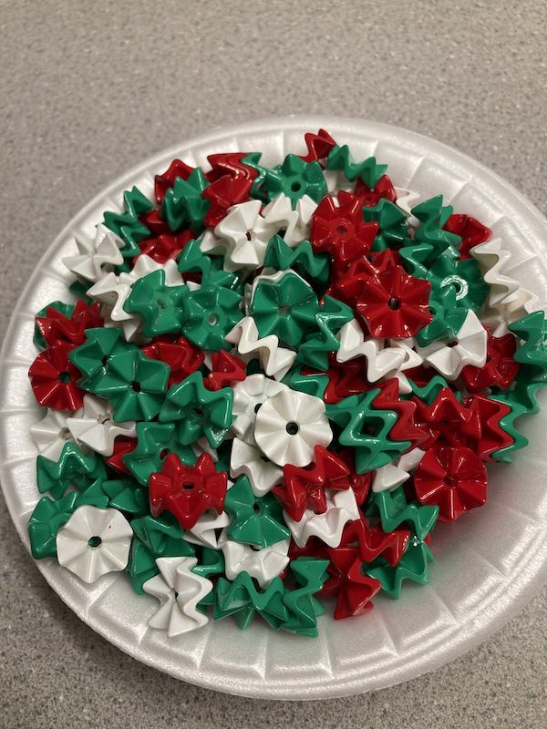 Christmas Chevron Spacers, Pack of 15, 5 of Each Color - Badger Bead Supply