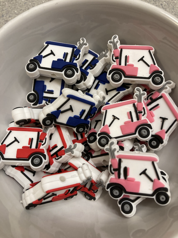 Golf Cart Soft PVC Focal Bead, Assorted Colors - Badger Bead Supply