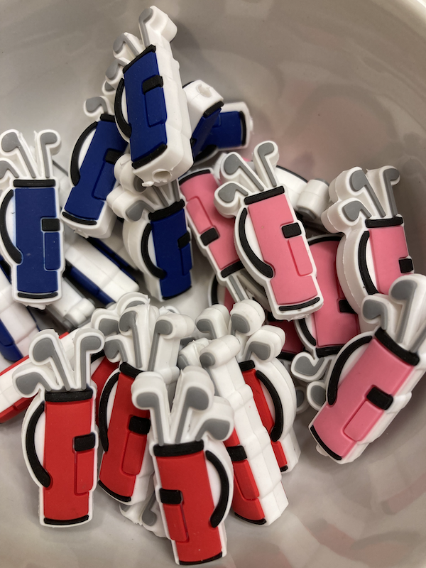 Golf Clubs Soft PVC Focal Bead, Assorted Colors - Badger Bead Supply