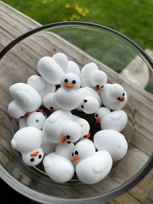 3D White Rubber Duck Silicone Focal Bead - Badger Bead Supply