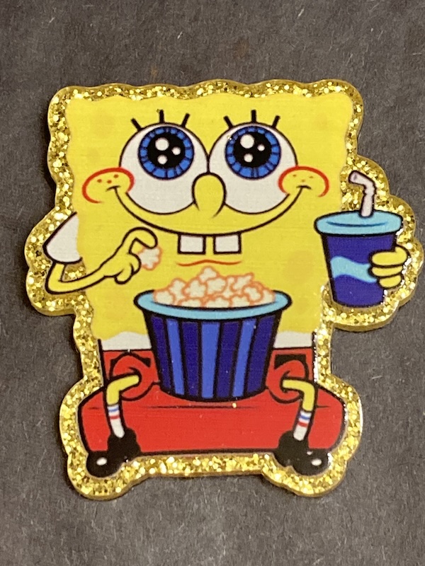 Sponge Guy Watching a Movie Glitter Flatback - Badger Bead Supply