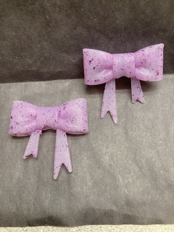 Purple Glitter Bow Silicone Focal/Straw Topper - Badger Bead Supply