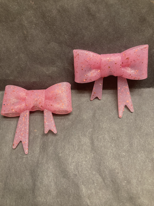 Dark Pink Glitter Bow Silicone Focal/Straw Topper - Badger Bead Supply