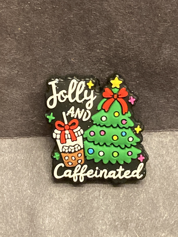 Jolly and Caffeinated Christmas Silicone Focal Bead - Badger Bead Supply