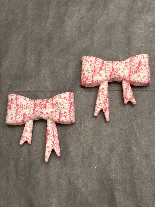 Red Spattered Bow Silicone Focal/Straw Topper - Badger Bead Supply