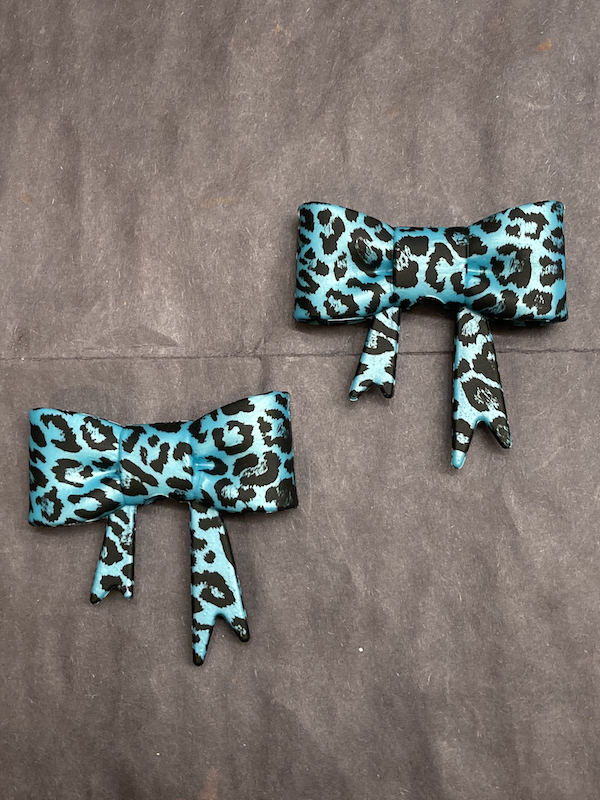 Aqua Leopard Print Bow Silicone Focal/Straw Topper - Badger Bead Supply