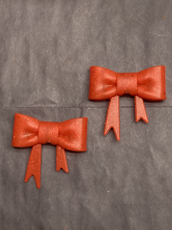 Red Orange Glitter Bow Silicone Focal/Straw Topper - Badger Bead Supply