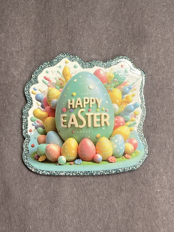 Happy Easter Eggs Glitter Flatback - Badger Bead Supply